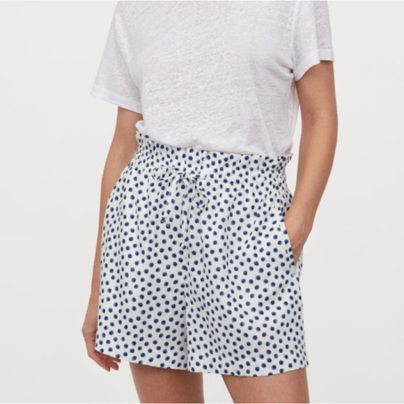 Handm Shorts Hm Womens Linen Blend Shorts Size Xxl New White Polka
